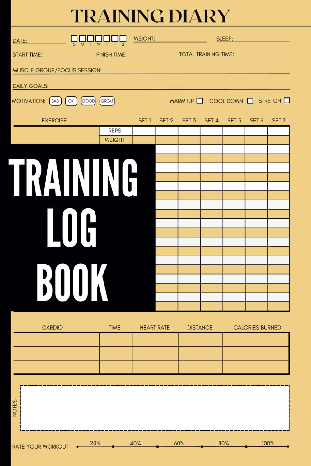 Training Log Book: Fitness Journal And Exercise Notebook For Goal ...