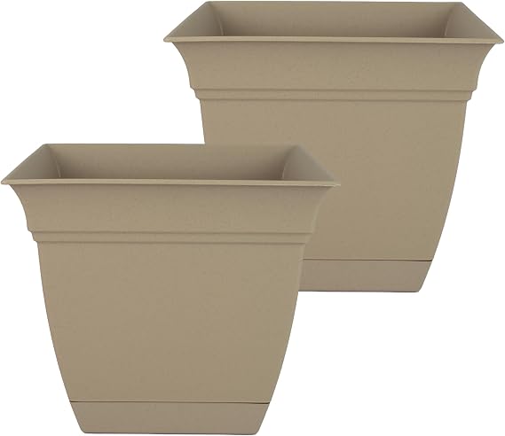 Amazon.com: The HC Companies 12 Inch Eclipse Square Planter Pots with ...