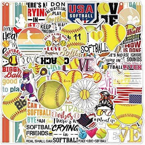 Amazon.com: 50PCS Softball Stickers, Gifts for Girls Kids,Teens,Adults ...