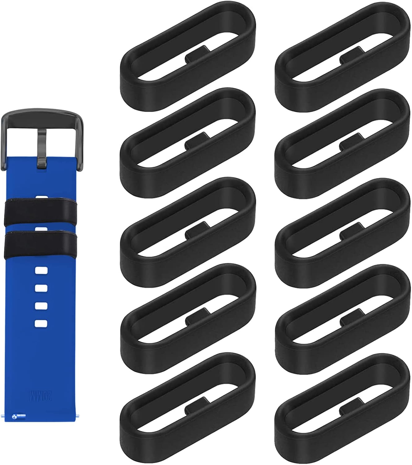 Amazon.com: BLMHTWO 10PCS Silicone Watch Keeper, 22MM Watch Strap ...