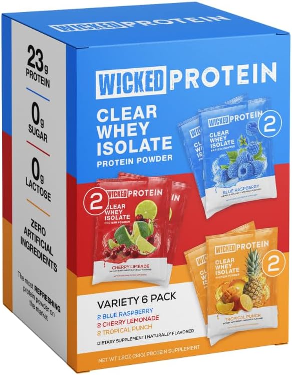 Amazon.com: WICKED Protein Powder, Clear Whey Isolate Variety Pack, 23g ...
