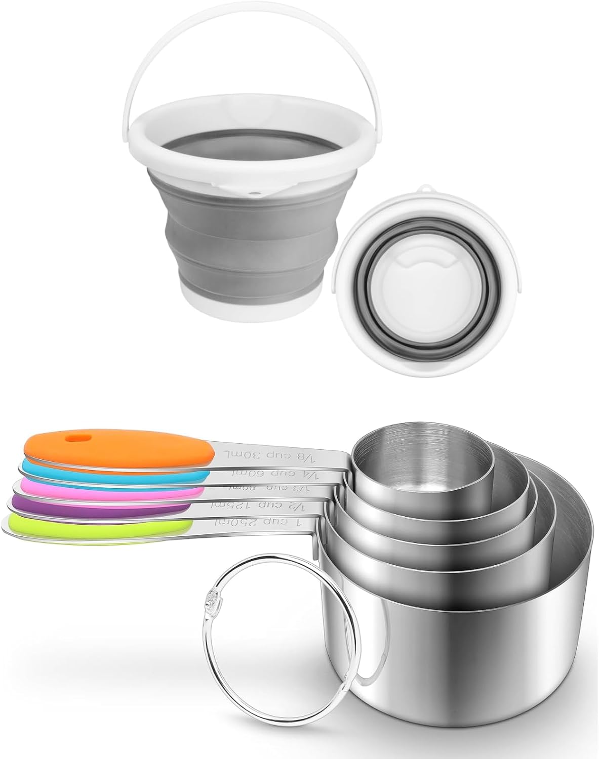 Amazon.com: Collapsible Mop Bucket and Ice Bucket-5L Measuring Cups Set ...