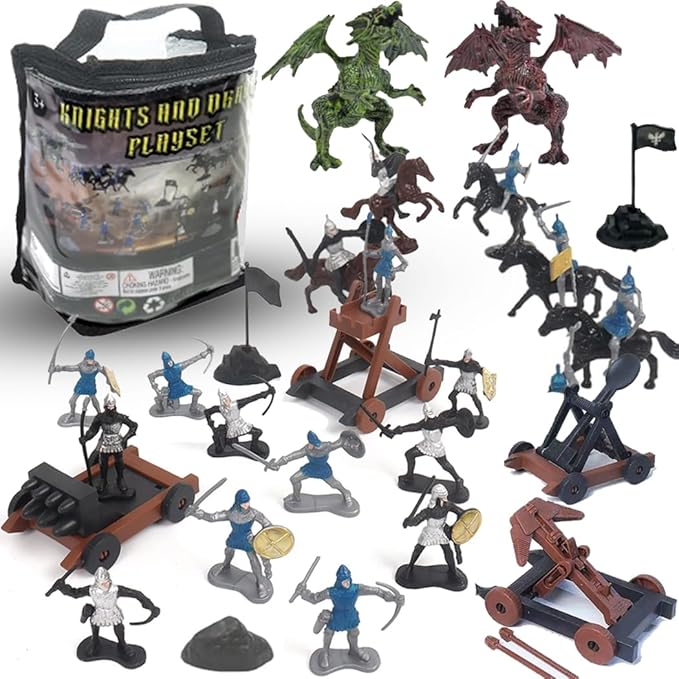 Amazon.com: Liberty Imports Medieval Knights and Dragons Figures ...