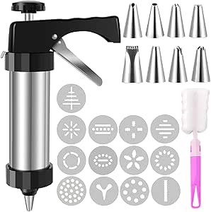 Cookie Press Gun Kit, Stainless Steel Cookie Press for Baking ...