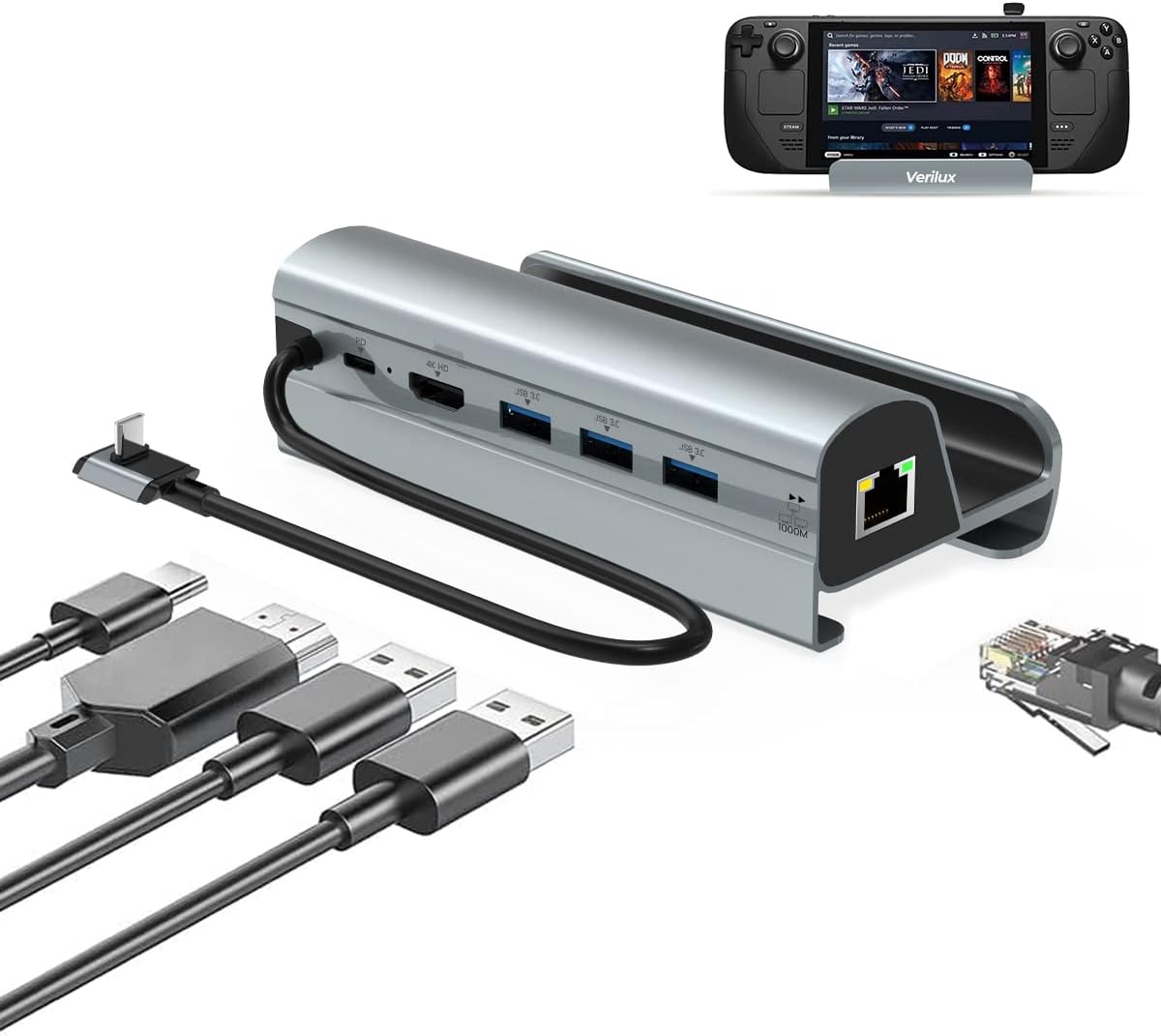 iVANKY ROG Ally/Legion Go/Steam Deck Dock, 6-in-1 Hub Docking Station for ASUS ROG Alloy with ...