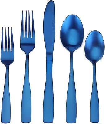 Amazon.com | Uniturcky Luxury 18/10 Stainless Steel Matte Blue Flatware ...