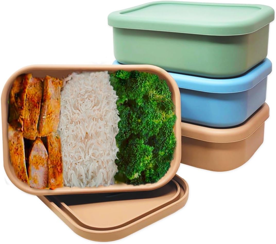Amazon.com: Perfect Portion 3-Pack Silicone Bento Boxes - Leakproof ...