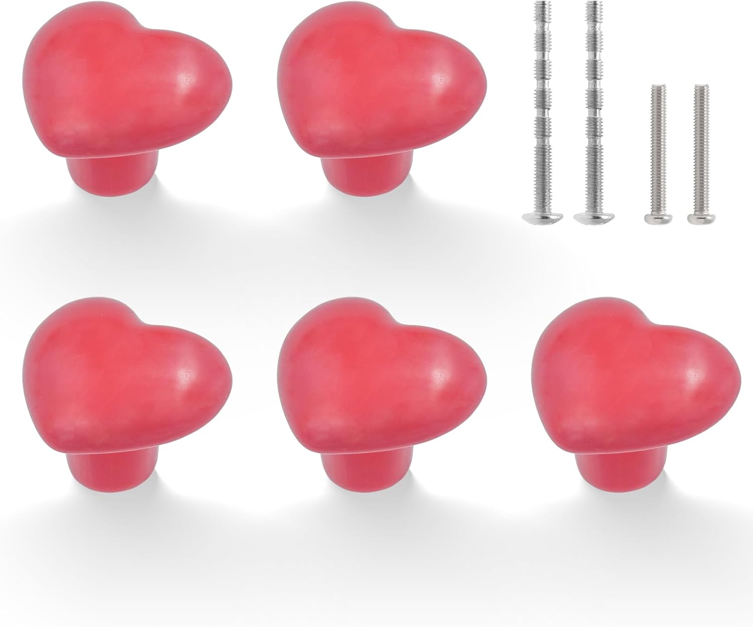 LOUZAGO 6 Pcs Red Ceramic Drawer Knobs, Heart Cabinet Knobs Decorative ...