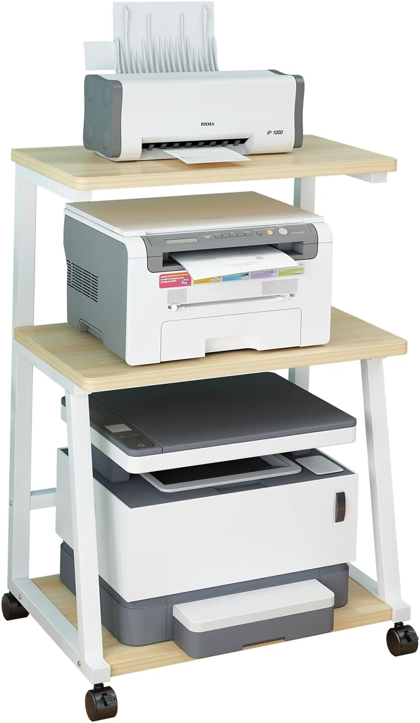 Amazon.com: TMUCUNG 3-Tier Printer Stand Cart with Storage, Rustic ...