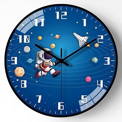 Amazon.com: QINFIEY 12 Inch Silent Movement Kids Wall Clock, Non ...