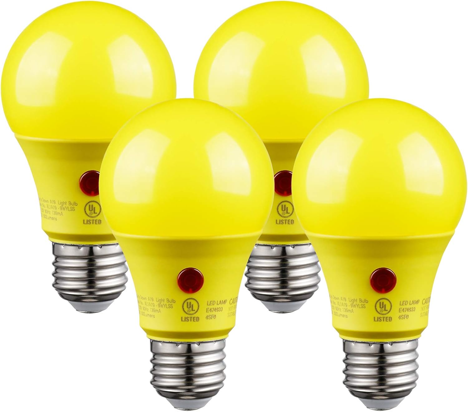 TORCHSTAR LED Dusk to Dawn Yellow A19 Light Bulb, 9W 2700K Soft White ...
