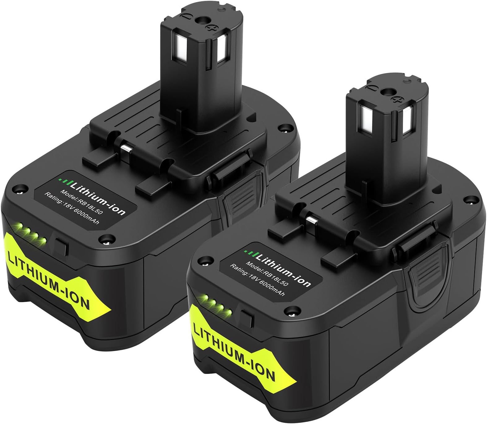 Amazon.com: Djsanu 2-Pack 6.0 Ah 18 Volt RB18L50 Replacement for Ryobi ...