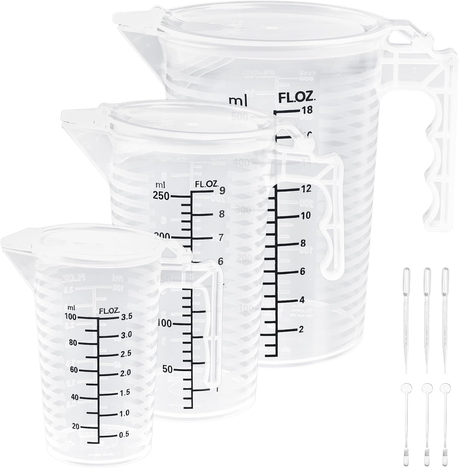 Winkly® 3 Stück Messbecher Set, 300/500/1000ml, Kunststoff Messbecher ...