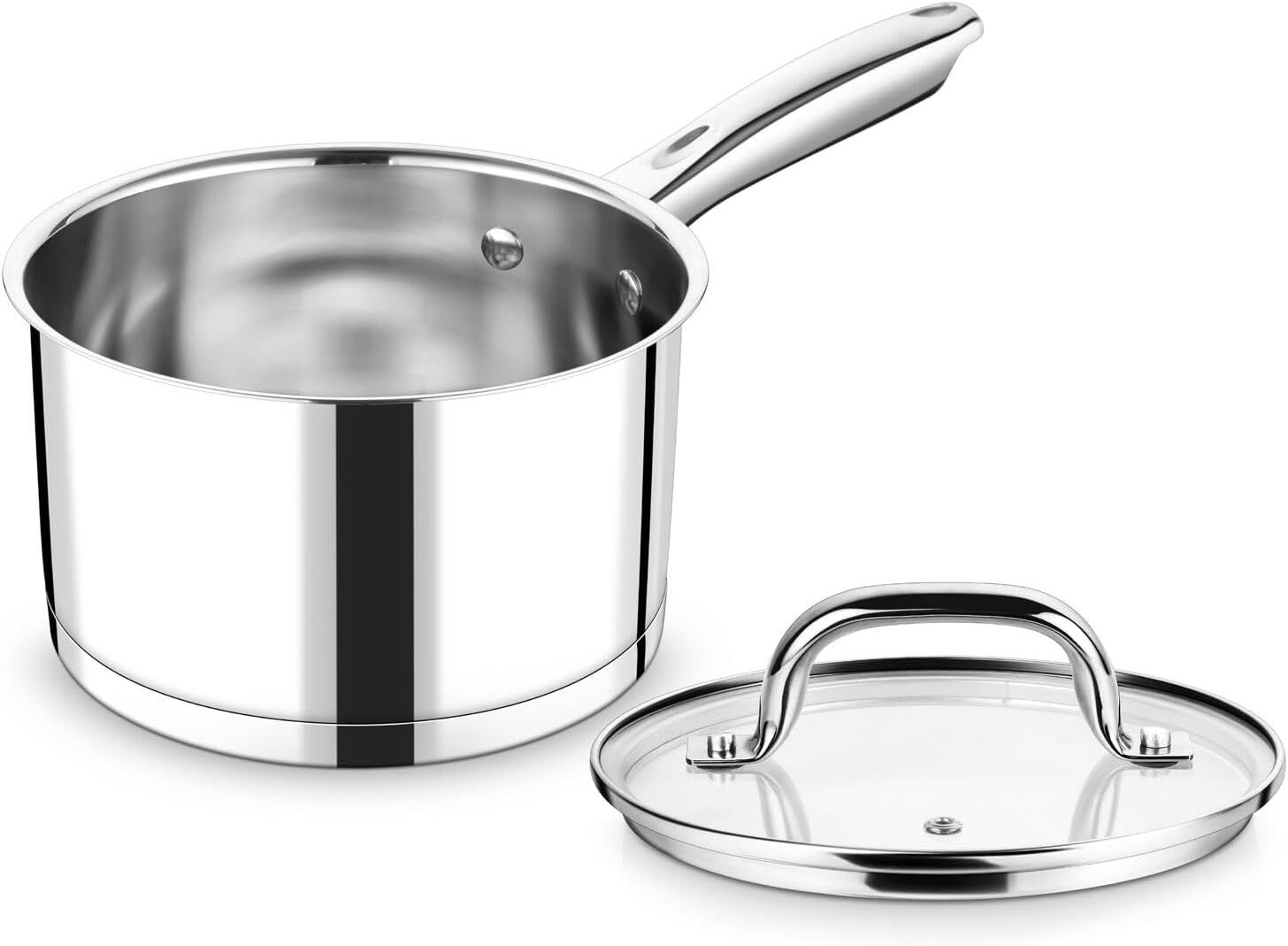 Amazon.com: 2.5 Quart Sauce Pan with Glass Lid, Stainless Steel ...