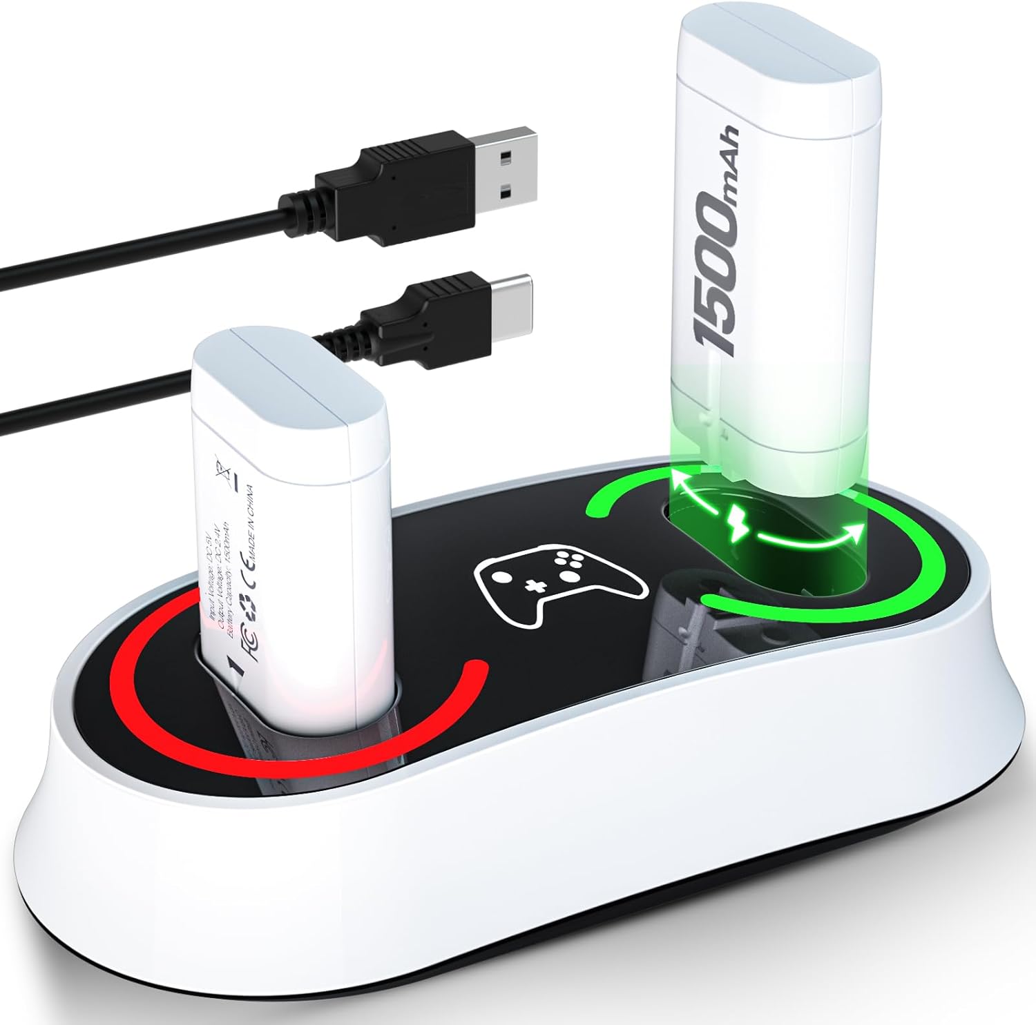 Amazon.com: Battery Pack with Charger for Xbox Controller, 2 x 4400mWh ...