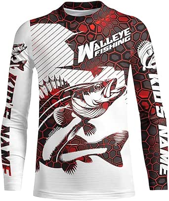 Amazon.com: Custom Walleye Fishing Jerseys, Walleye Fishing Long Sleeve ...