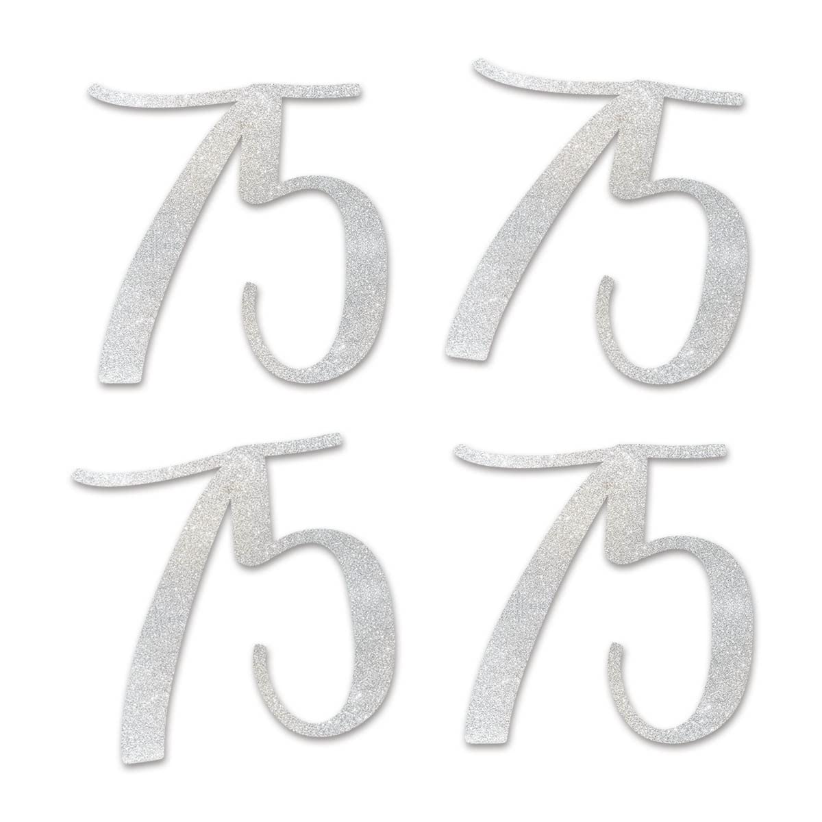 Amazon.com: Silver Glitter 75 Cut-Out Numbers, 75th Birthday Party ...