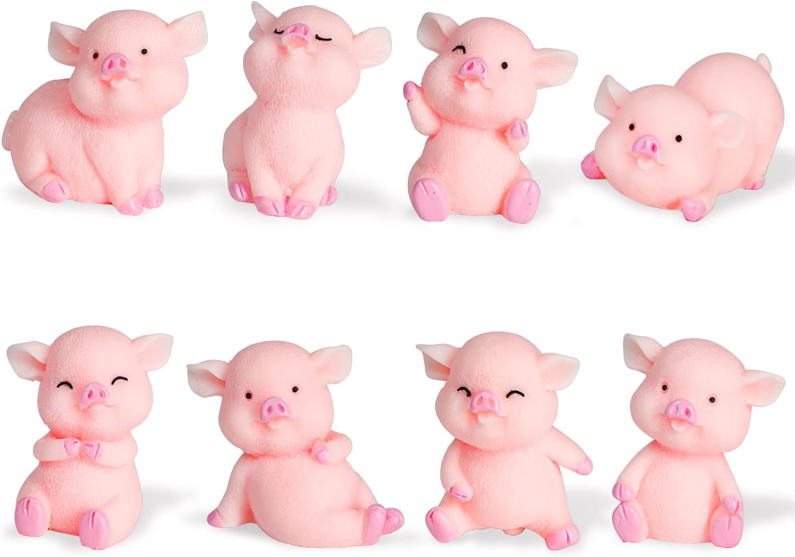 Amazon.com: 13 Pieces Cute Pink Piggy Miniature Figurines Pig Cake ...