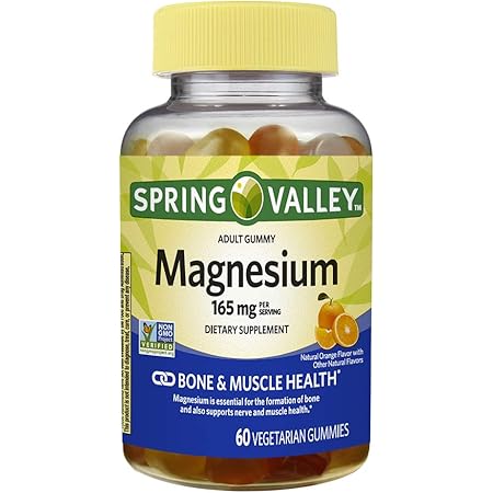 Amazon.com: Spring Valley Adult Gummy Magnesium 165 mg, Orange, Bone ...