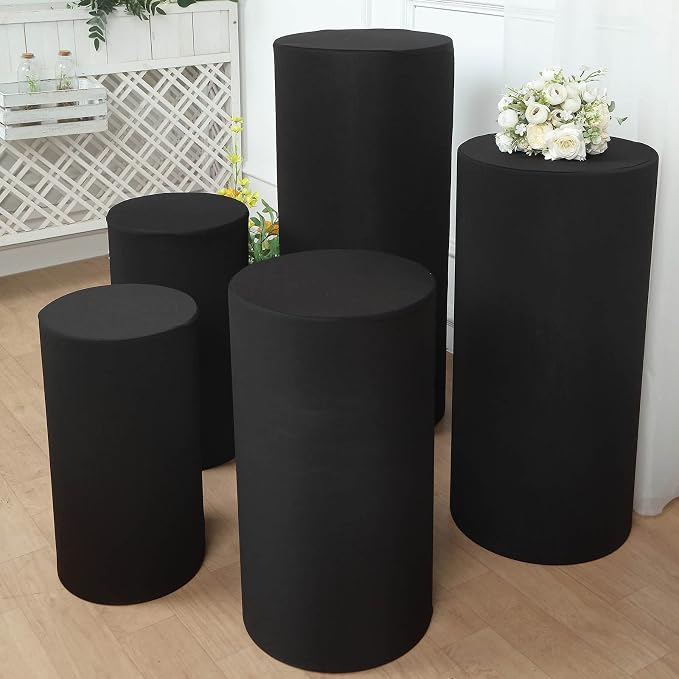 Amazon.com: Efavormart Set of 5 | Black Spandex Cylinder Plinth Display ...