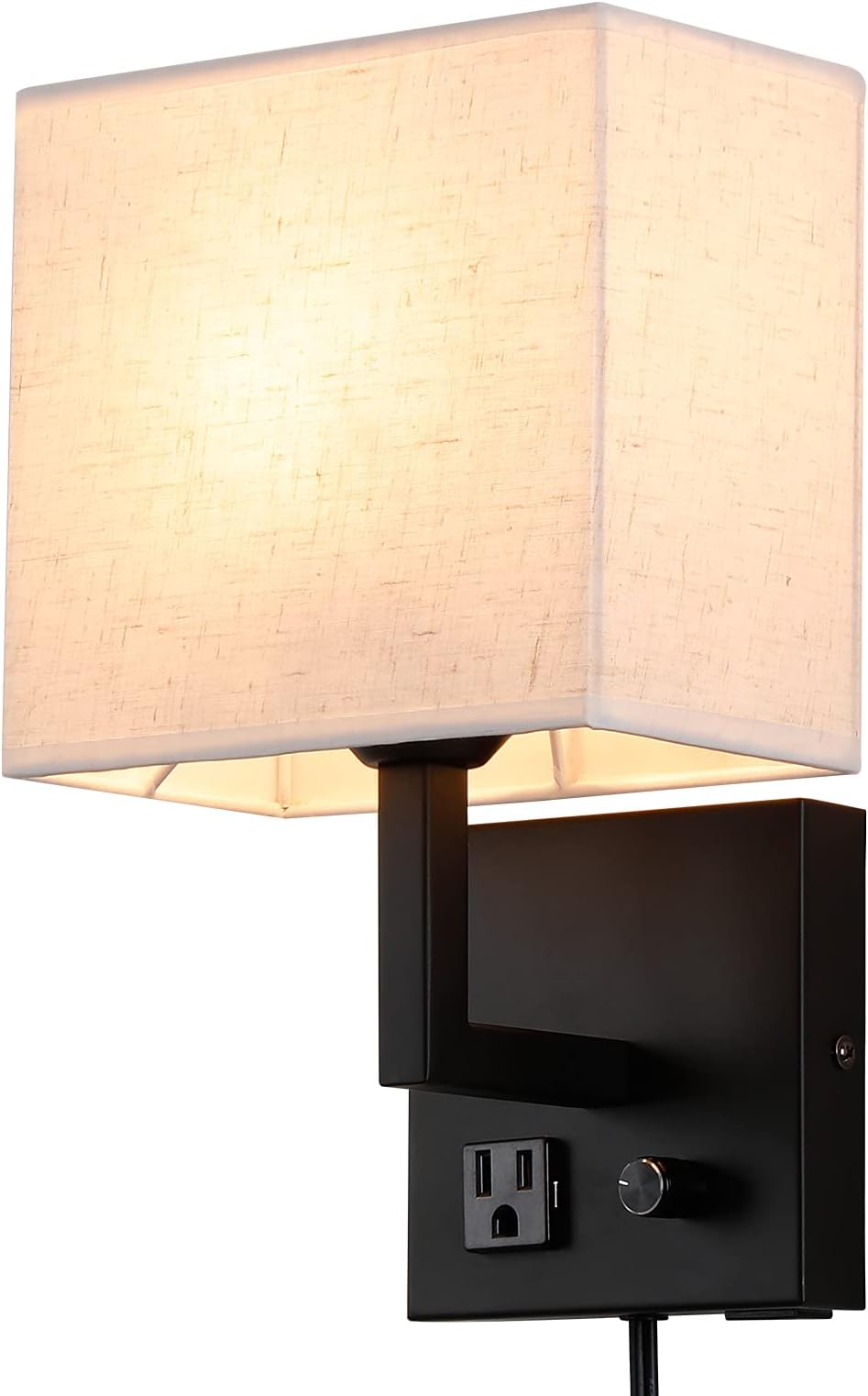 Plug in Wall Sconce, Bedside Wall lamp with Plug and dimmable Switch ...