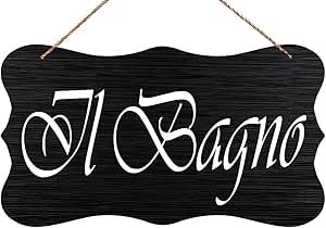 Amazon.com : Wooden Sign For Front Door Outside Il Bagno Italian Wood ...