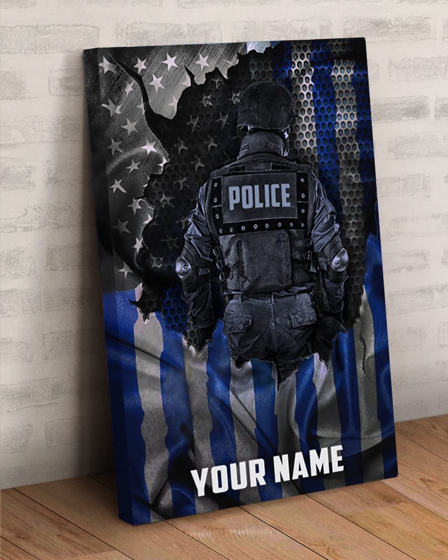Amazon.com: Personalized Police Poster Canvas Wall Decor Custom Name ...
