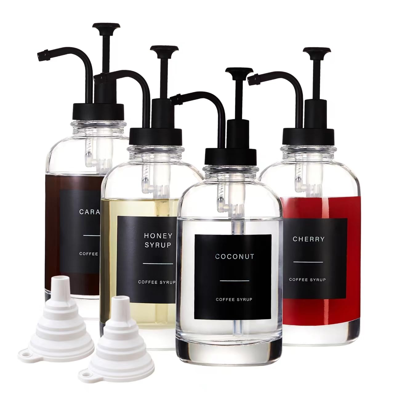 Amazon.com - Mzowgzk Coffee Syrup Dispensers for Coffee Bar(Set of 4 ...