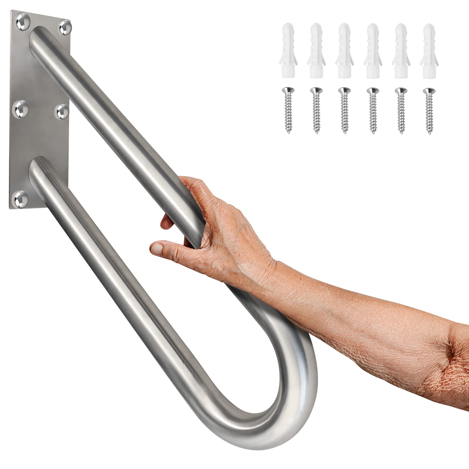 SCIEO 20 Inch U-Shaped Handrail 304 Stainless Steel Handrail Wall ...