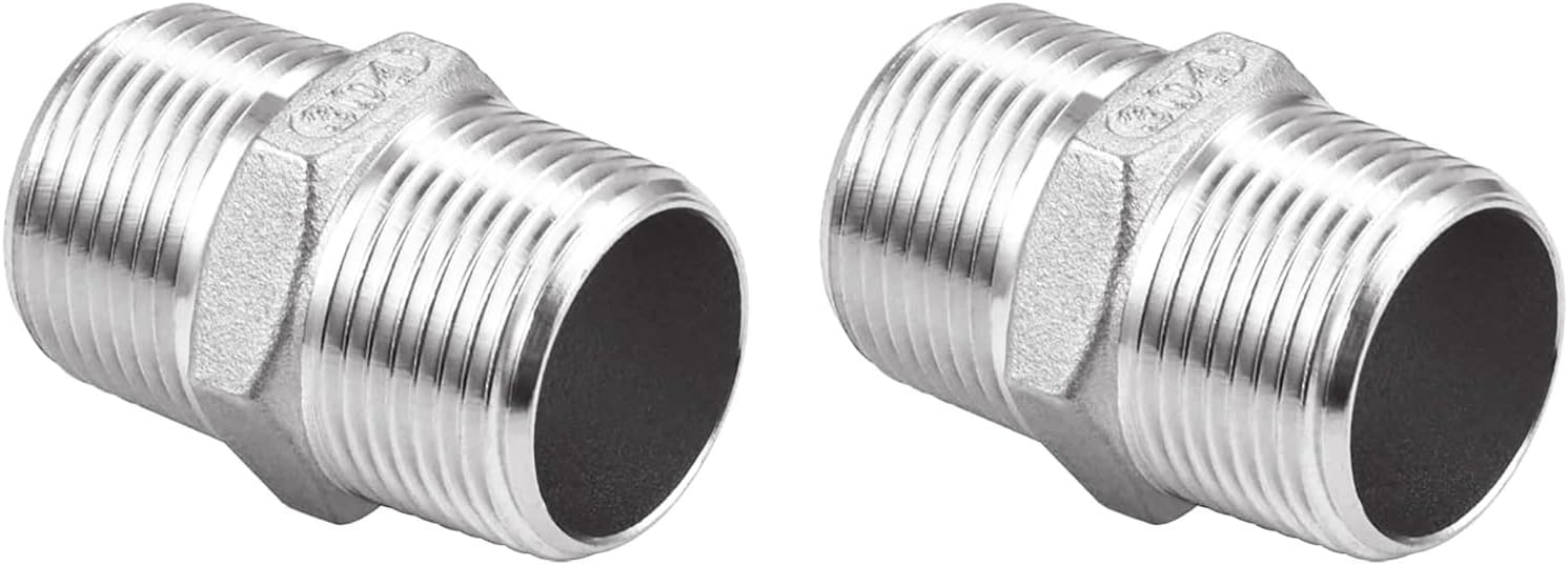 Amazon.com: Hex Nipple 1/2 Inch x 1/2 Inch SS304 Threaded Pipe Fitting ...