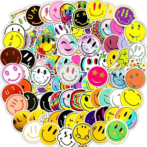 Amazon.com: Smiley Face Sticker for Water Bottle,100Pcs Vinyl Aesthetic ...