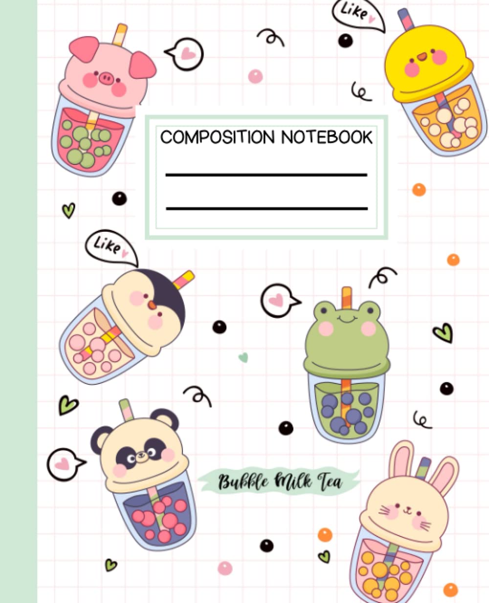 Amazon.com: Boba Milk Tea Composition Notebook Wide Ruled: Kawaii ...