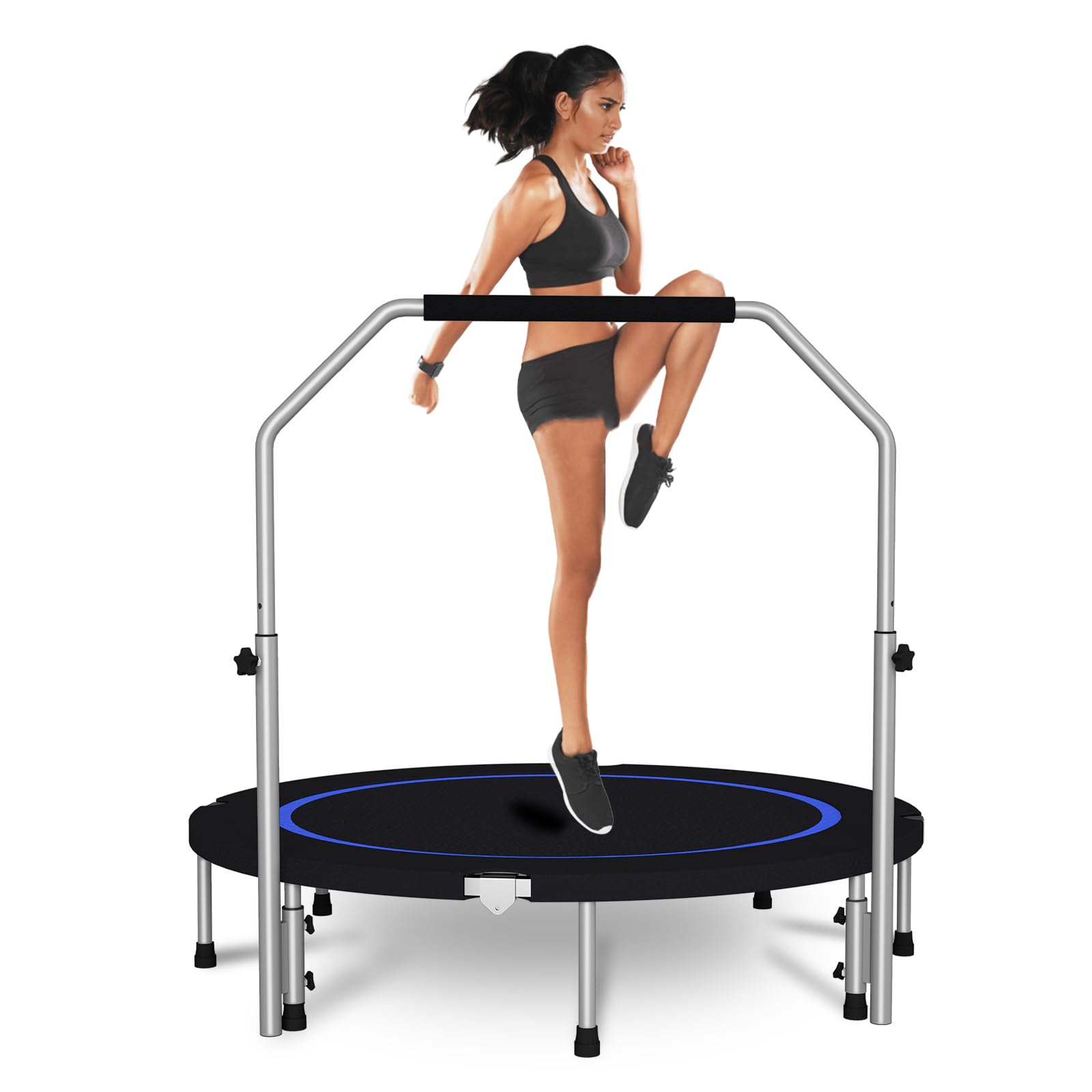 40"/48" Foldable Mini Fitness Rebounder with Adjustable Foam Handle ...