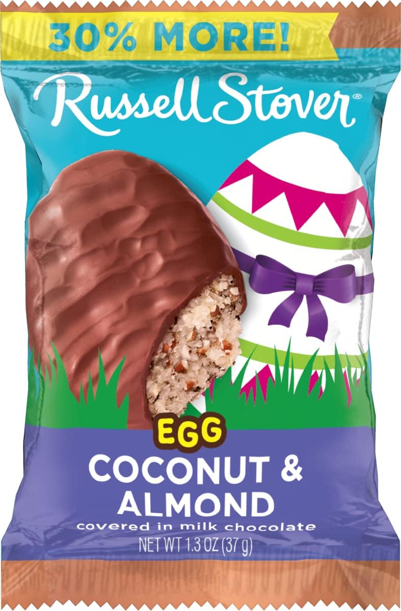 Amazon.com: Russell Stover, Milk Chocolate Egg, Coconut & Almond, 1.3 ...