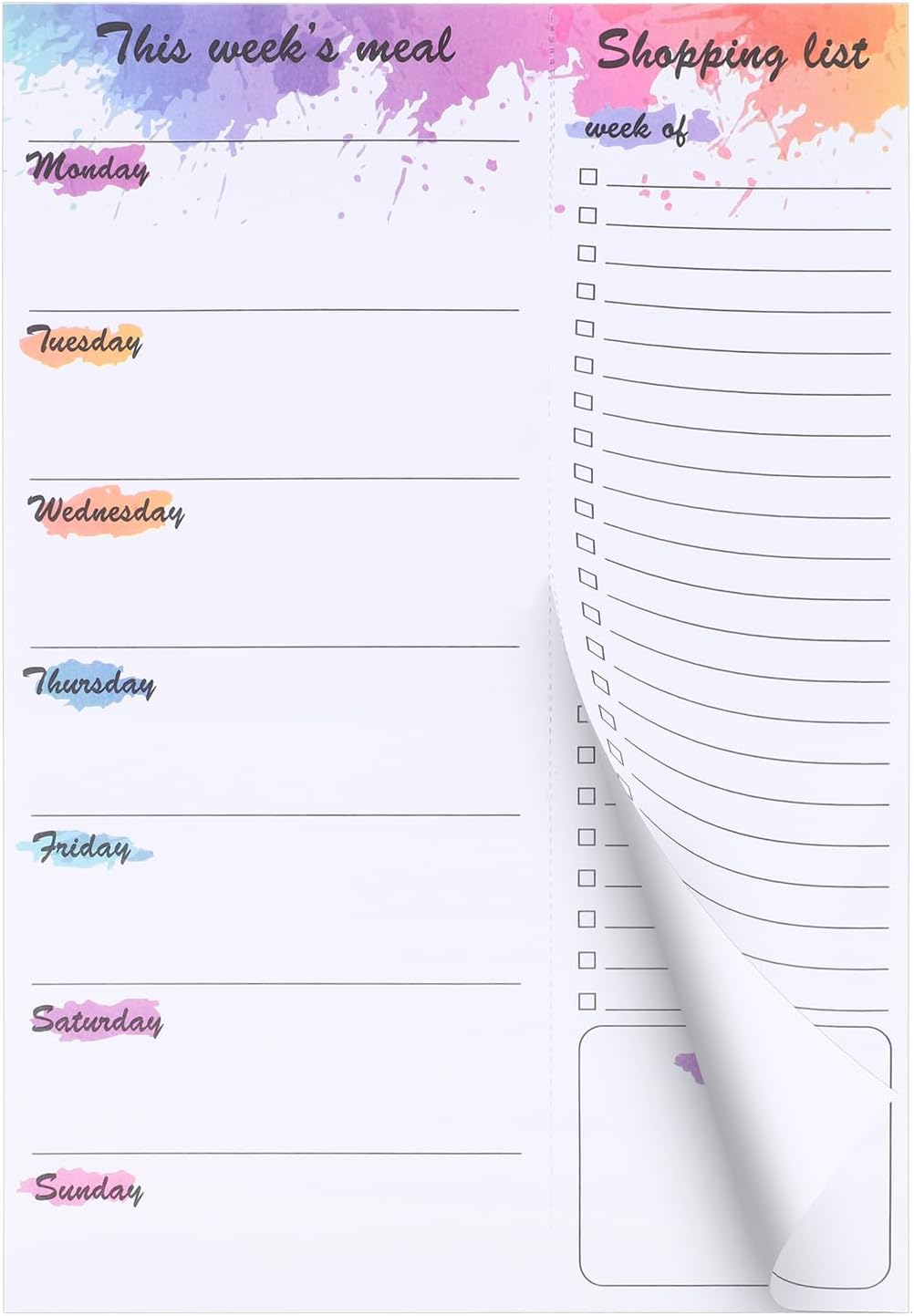 Thboxes Weekly Meal Planner and Shopping List Pad, 60 Sheets Undated ...