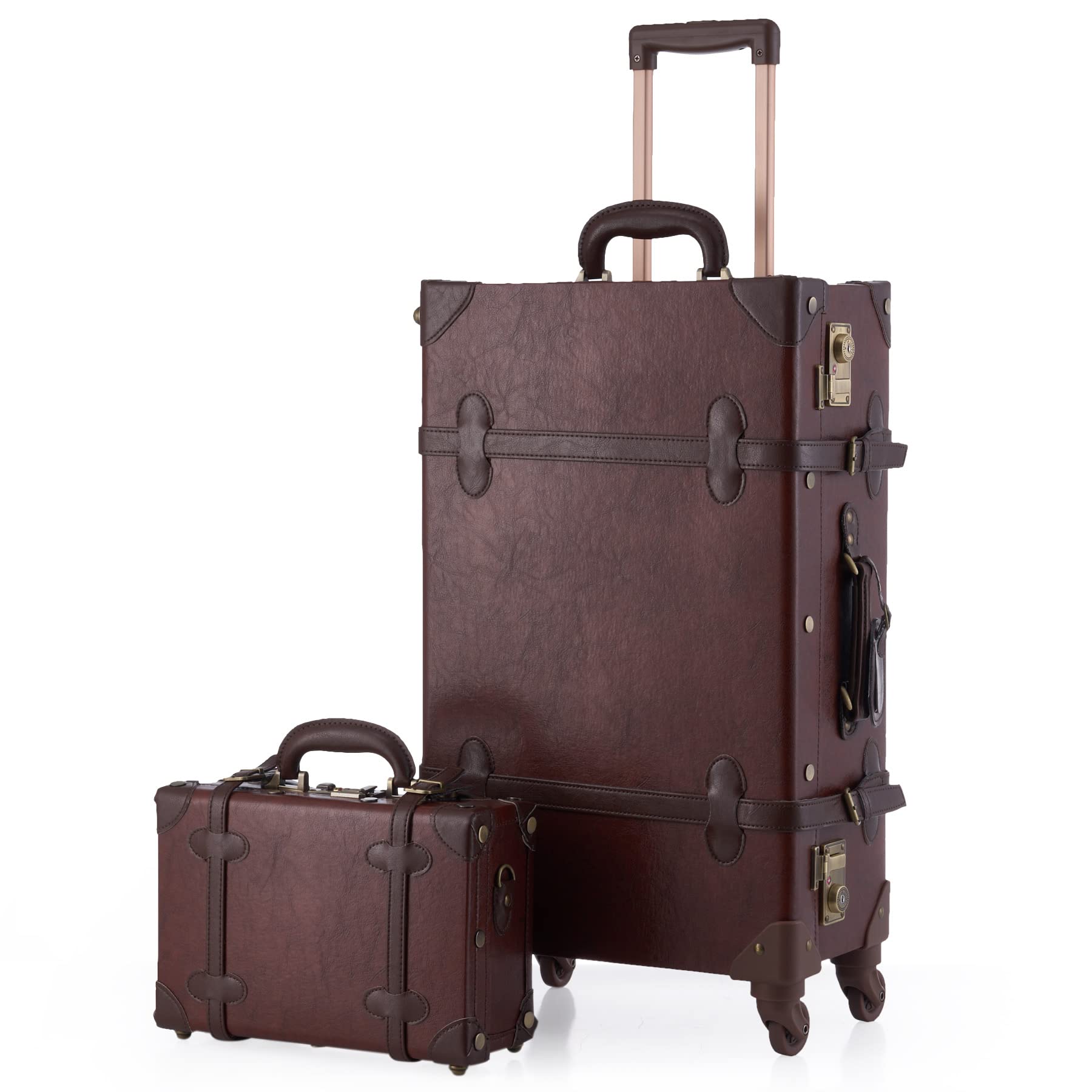CO-Z Vintage Luggages, 24 Inch Retro Suitcase with Spinner Wheels ...