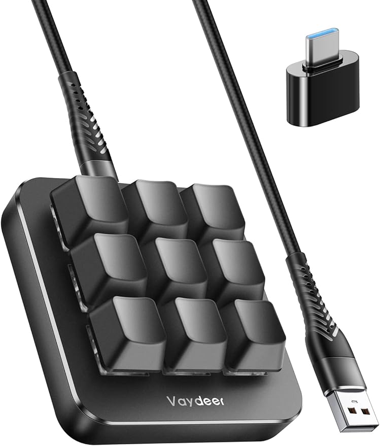 Vaydeer One-Handed Mechanical Keyboard Support NKRO, Hotkeys, One-Click ...
