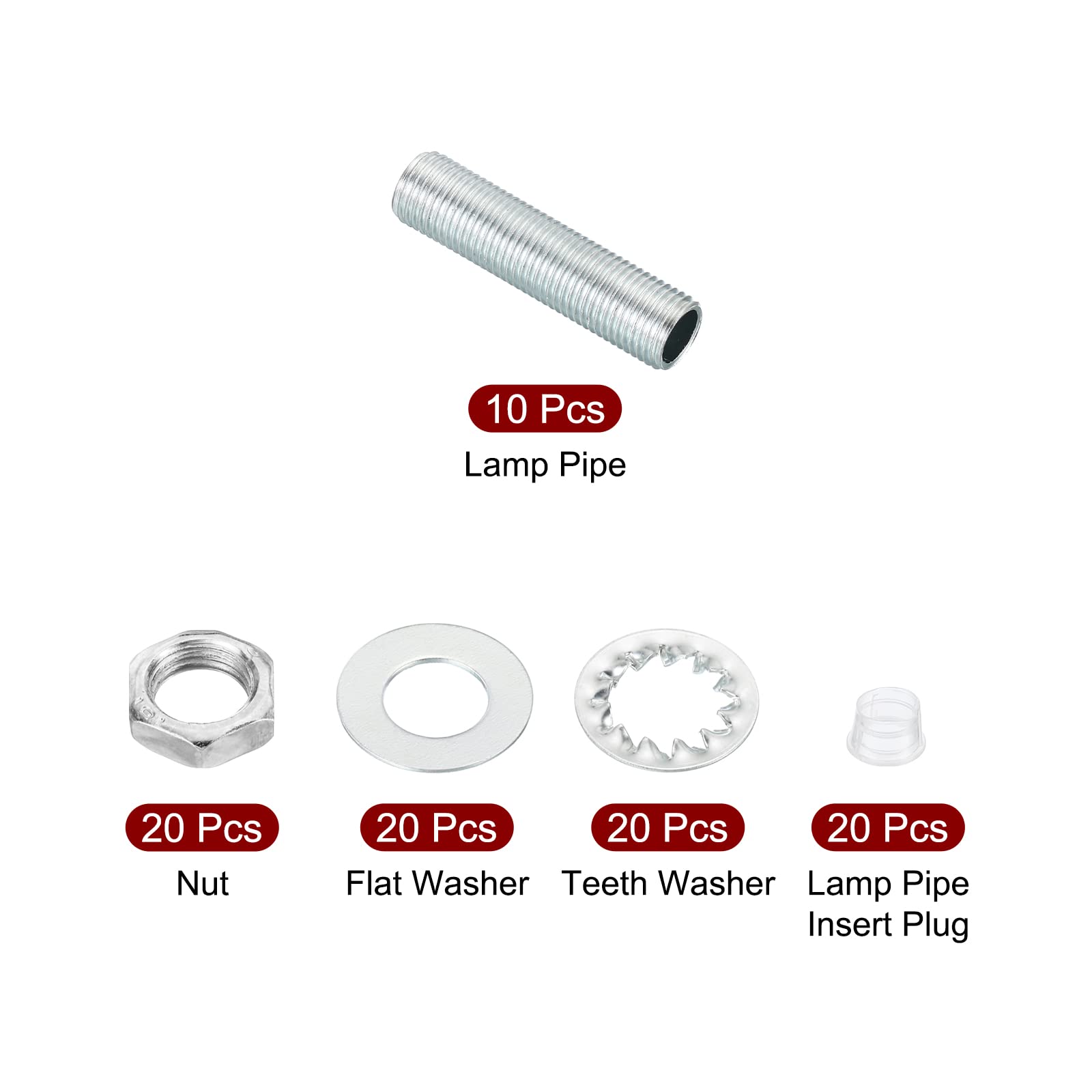 PATIKIL M10 Thread 1.58″ Lamp Pipe Kit with Lock Nuts Washers ...