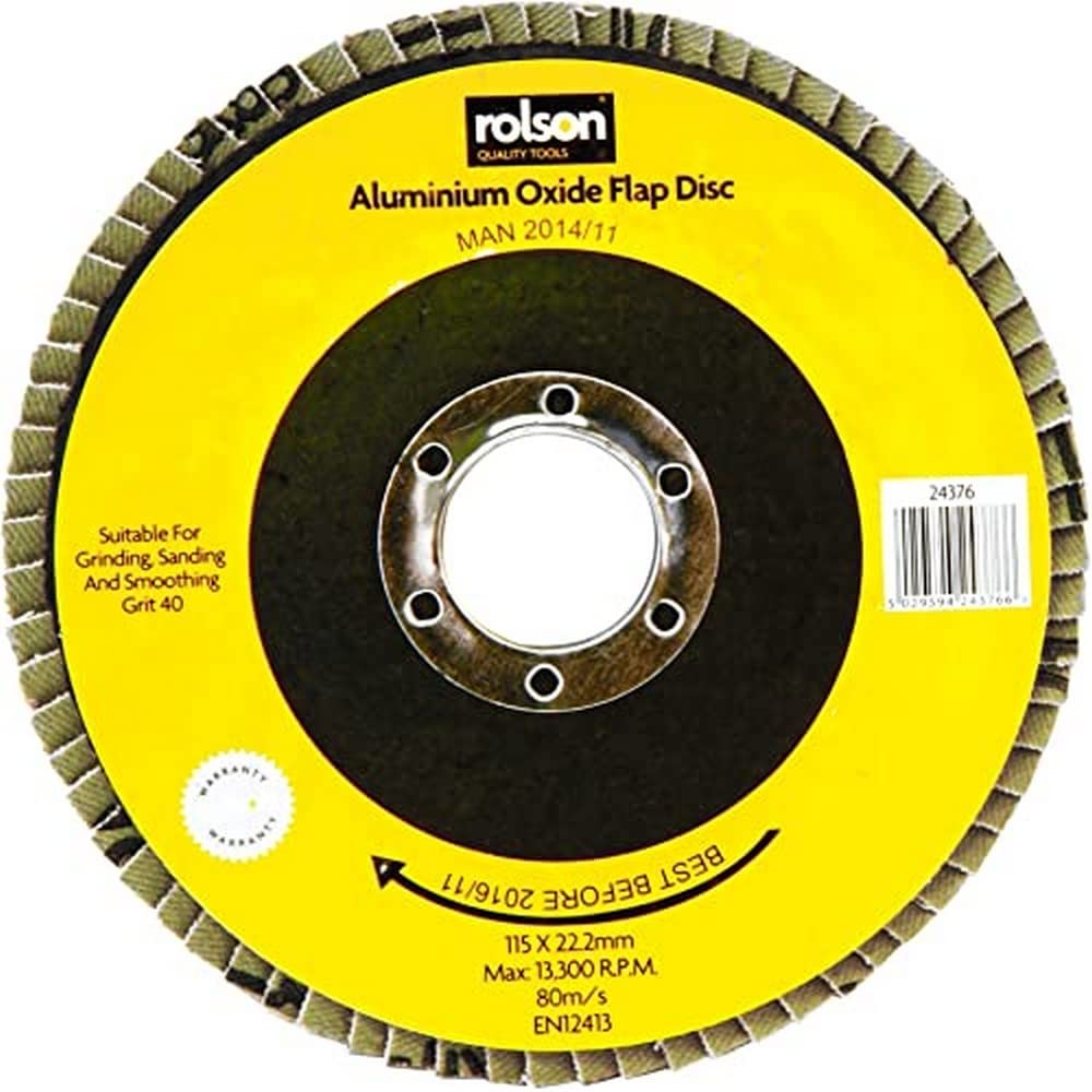 Rolson 24376 115 mm 40gr Alum Oxide Flap Disc : Amazon.co.uk: Business ...