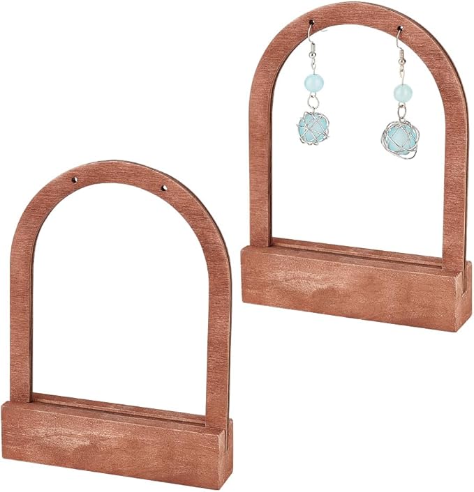 Amazon.com: FINGERINSPIRE 2 Set Hollow Arch Shaped Wood Earring Display ...