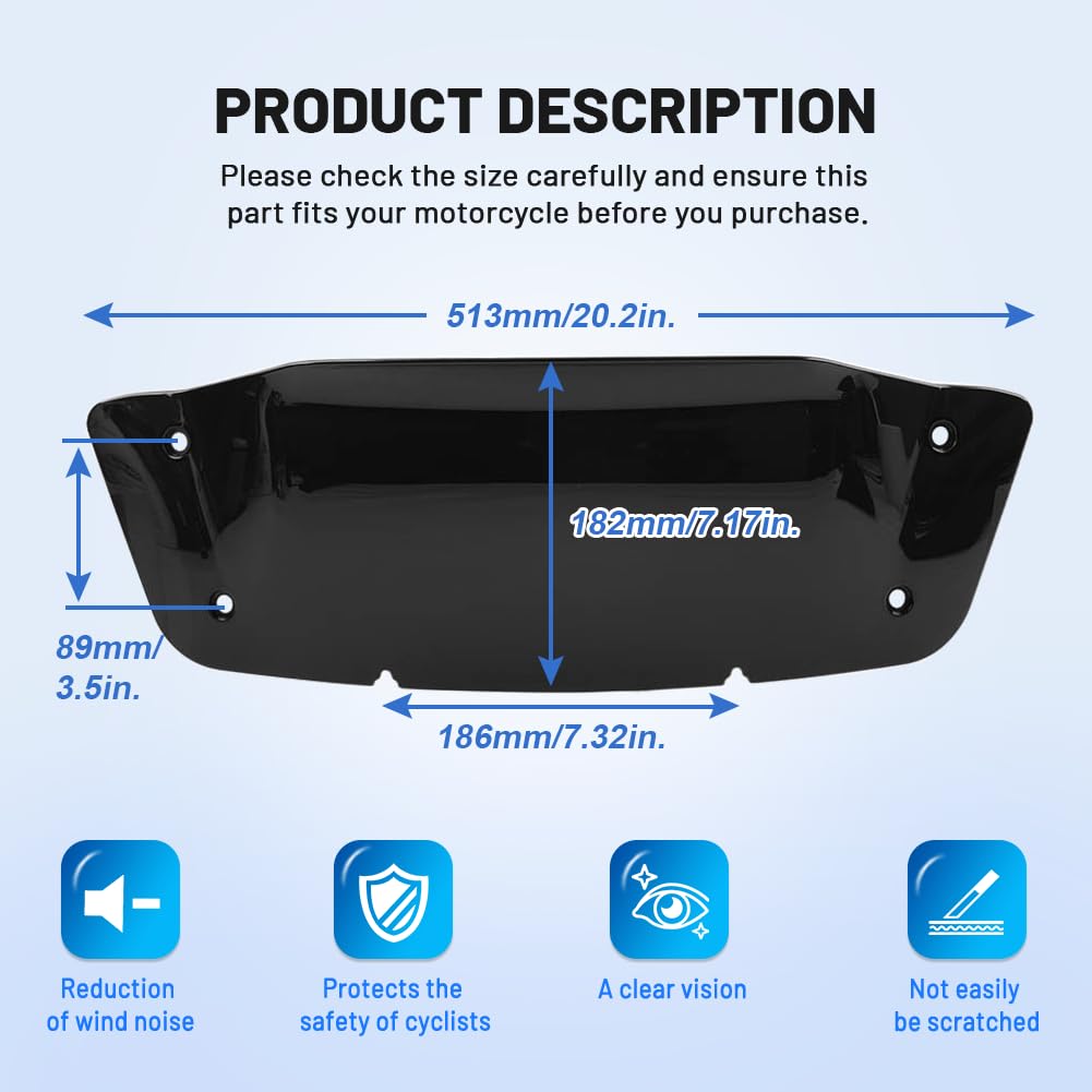 Snapklik.com : 7" PC Windshield Wind Splitter Wave Windscreen Black For ...