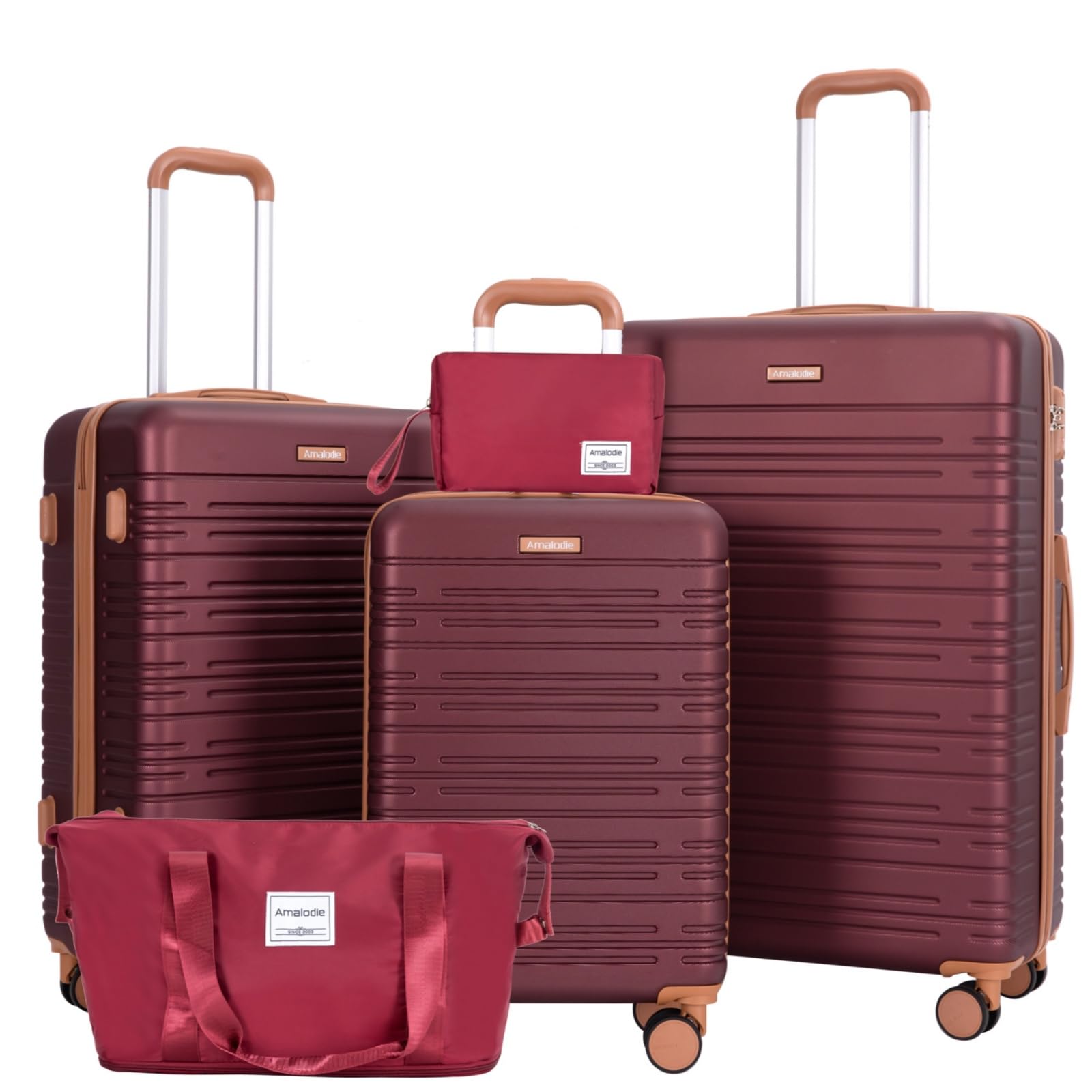 Amazon.com | Luggage Sets 5 Piece,Suitcases with Double Spinner Wheels ...
