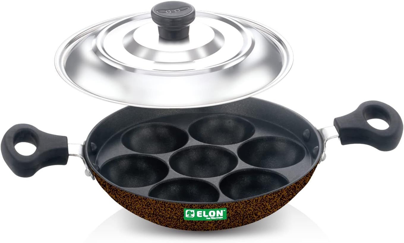 Buy Premier Induction Base Non Stick Paniyaram Pan, Black, 7 Inches ...