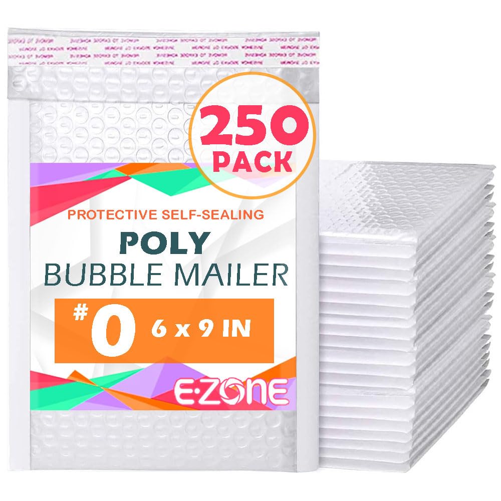 Amazon.com : Ezone (250 Pack) #0 6"x9" Bubble Mailer Poly Padded ...