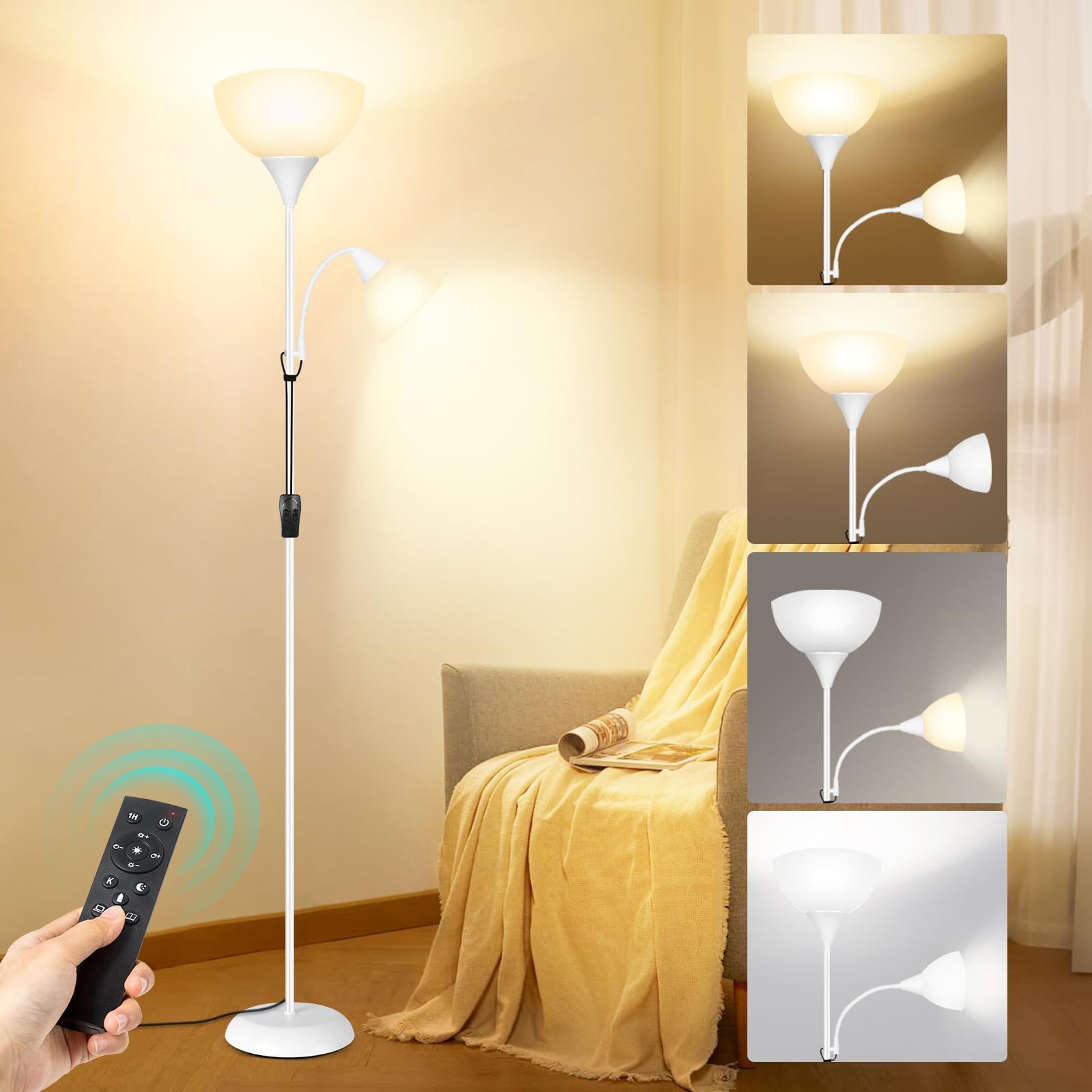 OUTON Mother and Child Floor Lamp with Remote Control, Uplighter Floor ...