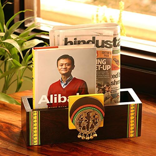 ExclusiveLane Teak Wood Home Decorative Wall Newspaper Organiser Stand ...