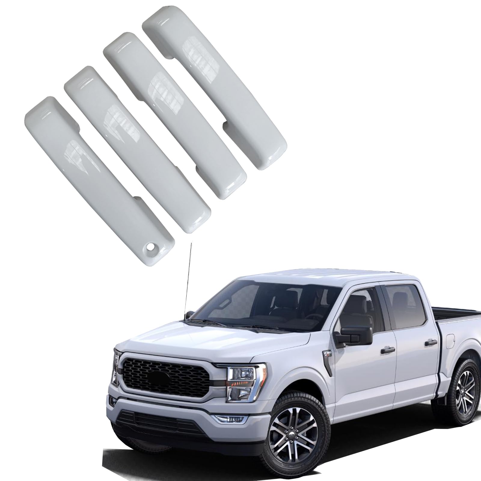 Amazon.com: NINTE Door Tailgate Handle Covers Trim ABS White Painted ...