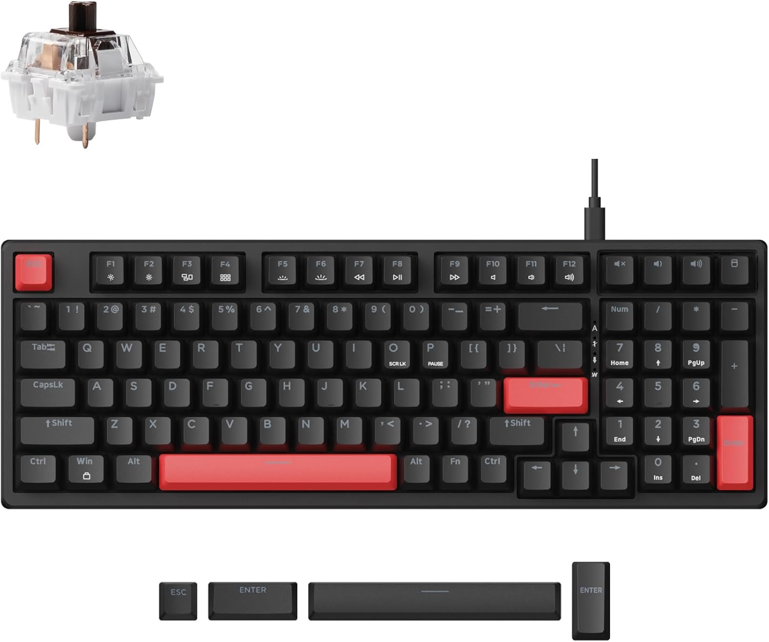 Amazon.com: LEMOKEY X5 Wired Gaming LED Backlight QMK/Launcher ...