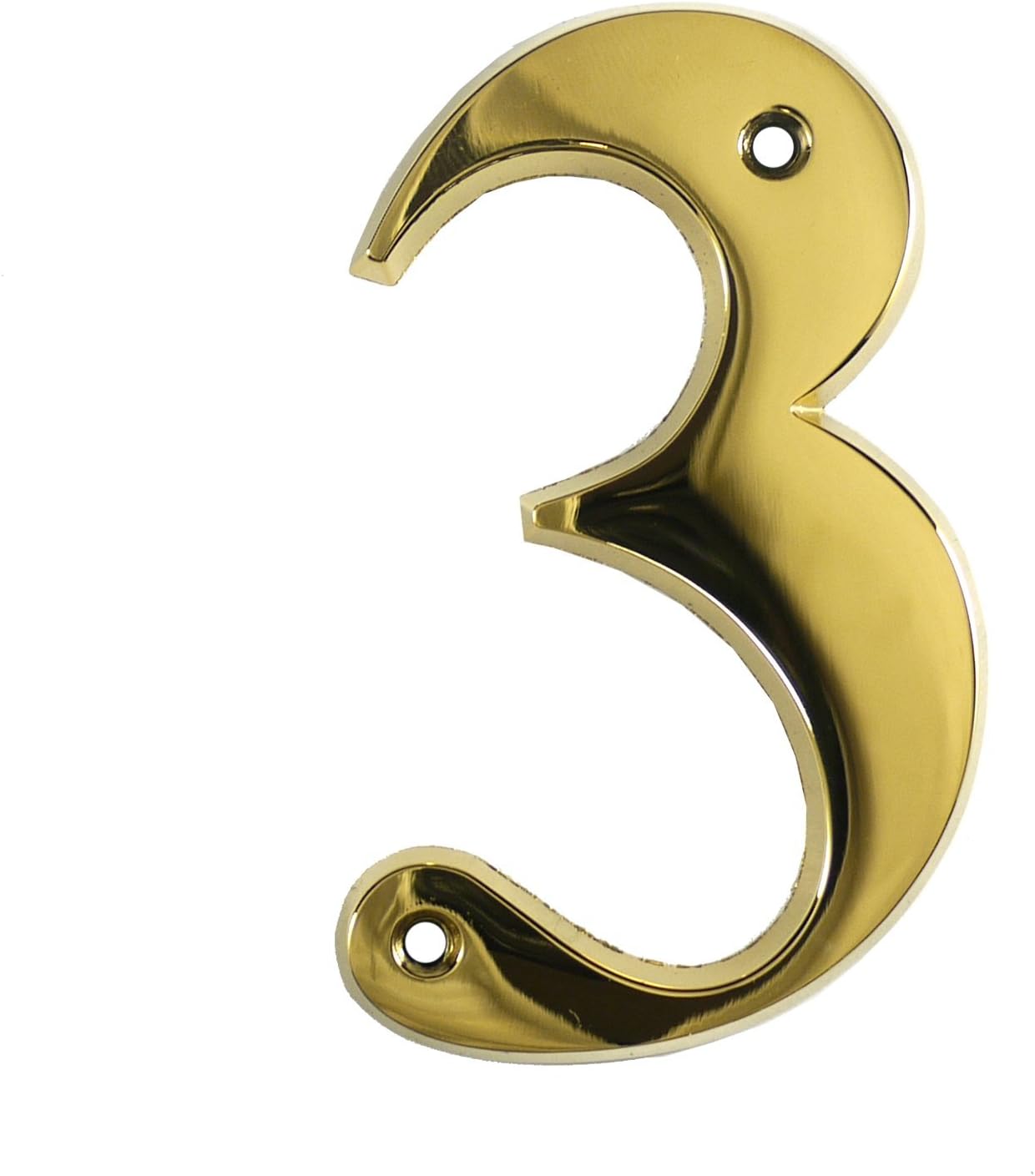 Beautiful 3 Inch Bevelled Edge Polished Gold Door Number 3 - Screw Fix ...