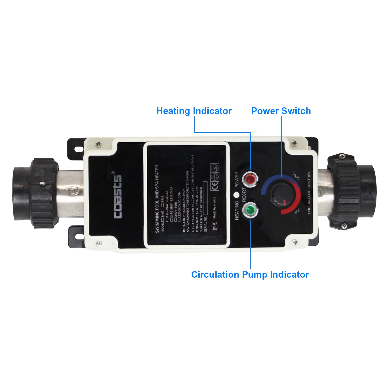 220 Electric Heater CJC Water Heater Thermostat 220V 3KW Swimming Pool ...